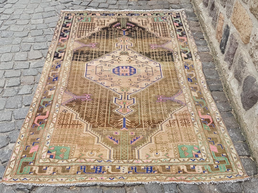 Copper Unique Pattern Rug - Turkish Rug Mini Runner Rug, 8 X 4.6 Ft ...