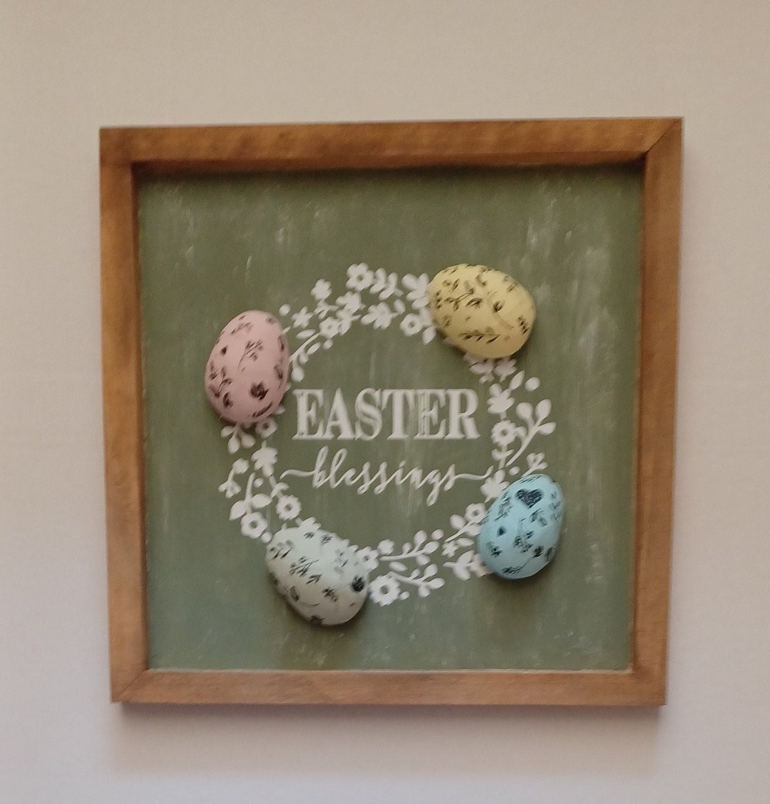 Easter Blessings Sign, Easter Decor, Easter Egg Sign, Easter Blessings ...