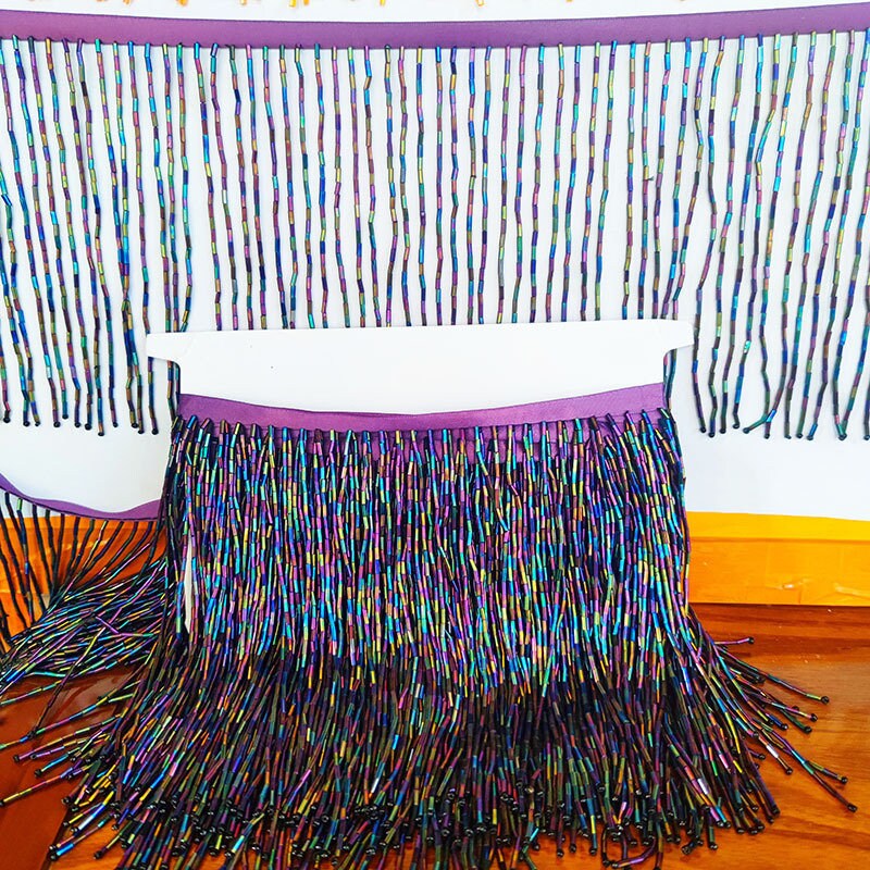 14 Colors 14cm Wide Dangling Beaded Fringe Trim Heavy Bead Tassel ...
