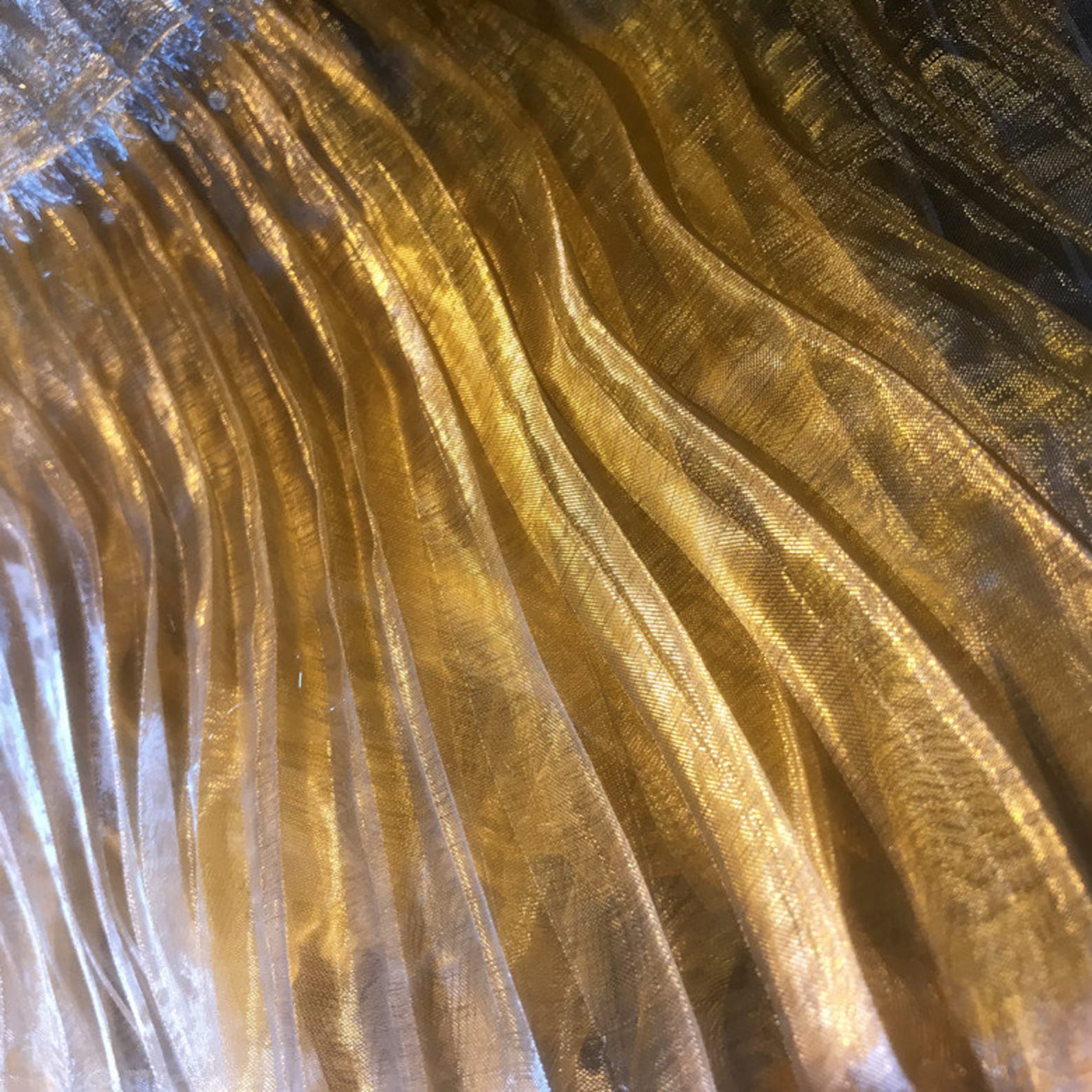 Gradient Ruffled Lace Fabric, Gold Pleated Lace Fabric, Organza Lace ...