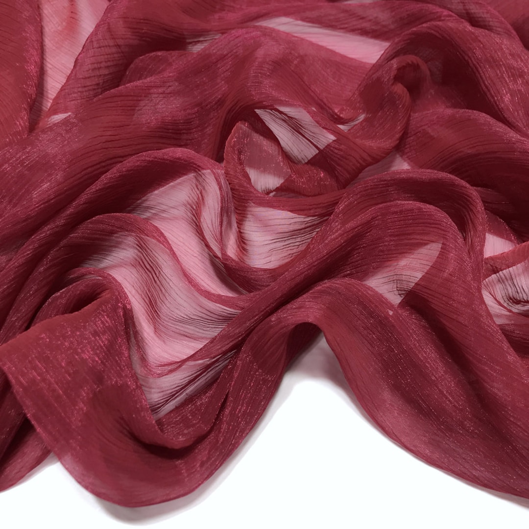 10 Colors Wine Red Shiny Chiffon Fabric Lightweight Silver Glossed ...