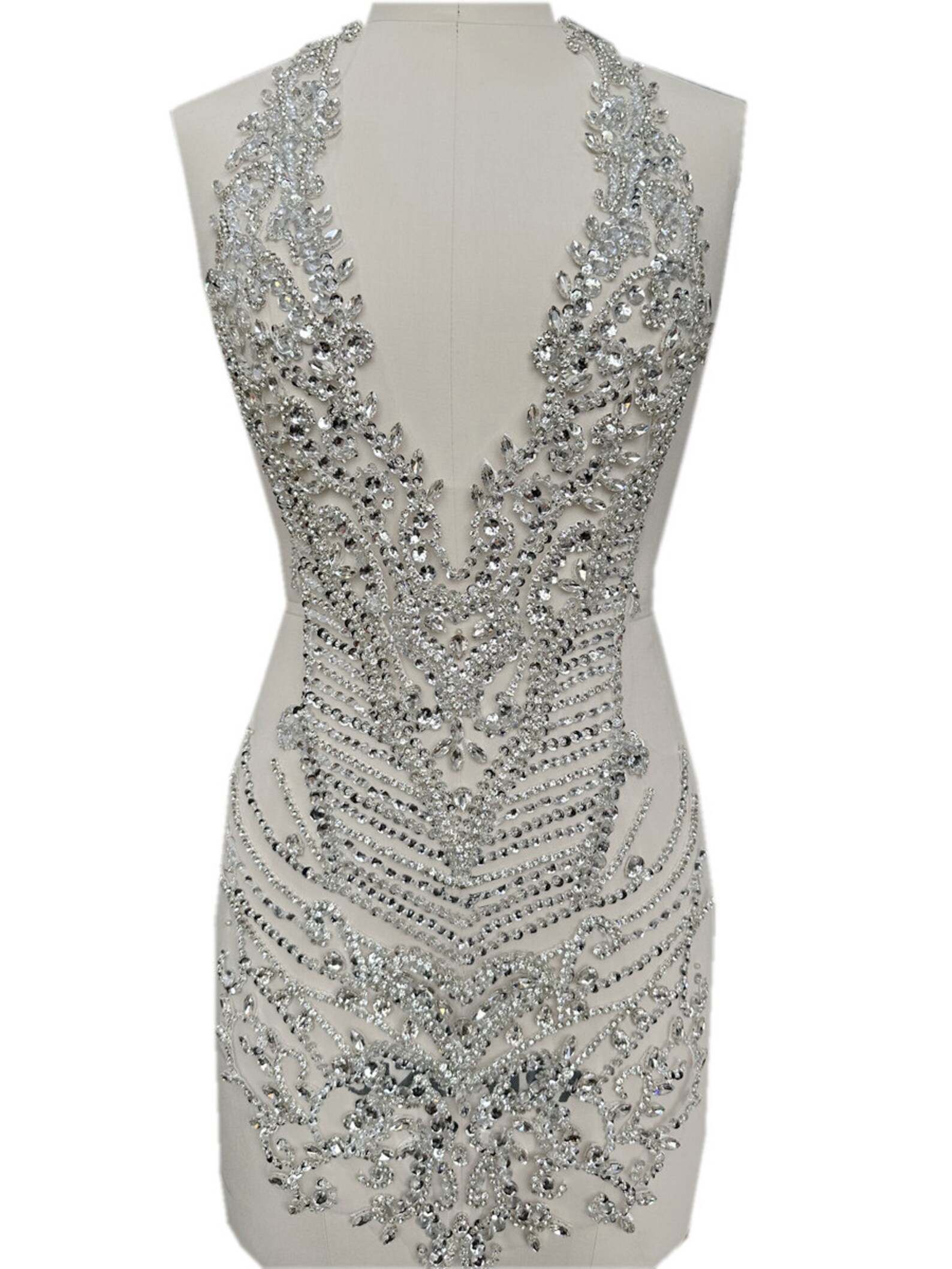 New Full Body Rhinestone Applique, Prom Dress Applique, Bodice Patch ...