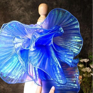 Illusion Ombre Ruffled Organza Lace Trim Gradient Pleated Pink Royal ...