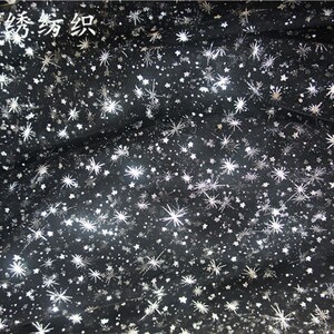 5 Colors Silver Sequin Star Lace Fabric Brozne Star Soft Tulle Fabric ...