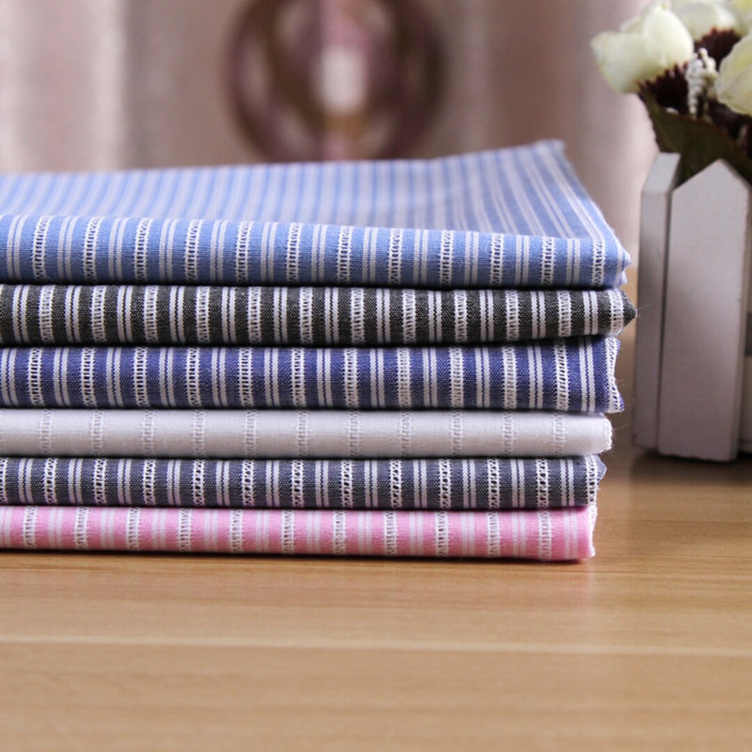 Stripe Cotton Fabric by the Yard, Jacquard Stripe Fabric, Shirt Blouse ...