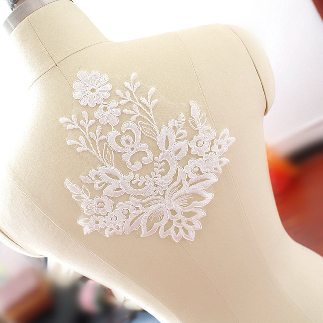 Off White Lace Applique, Alencon Lace, off White Lace Applique, French ...