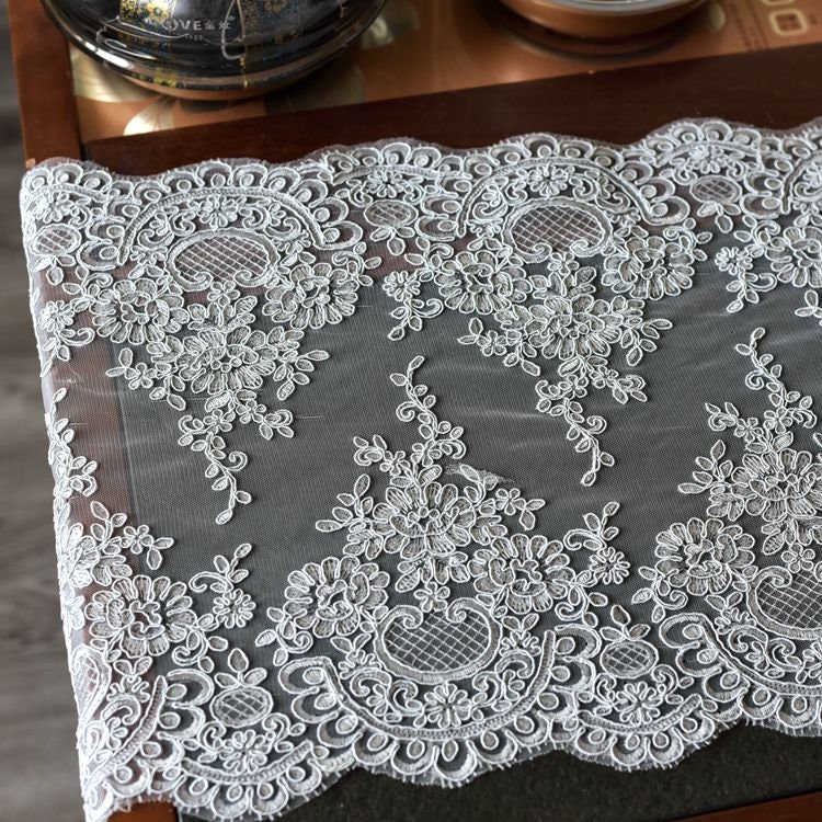 Multi-color Cord Lace Trim, White/black Alencon Lace Trim, Bilateral ...