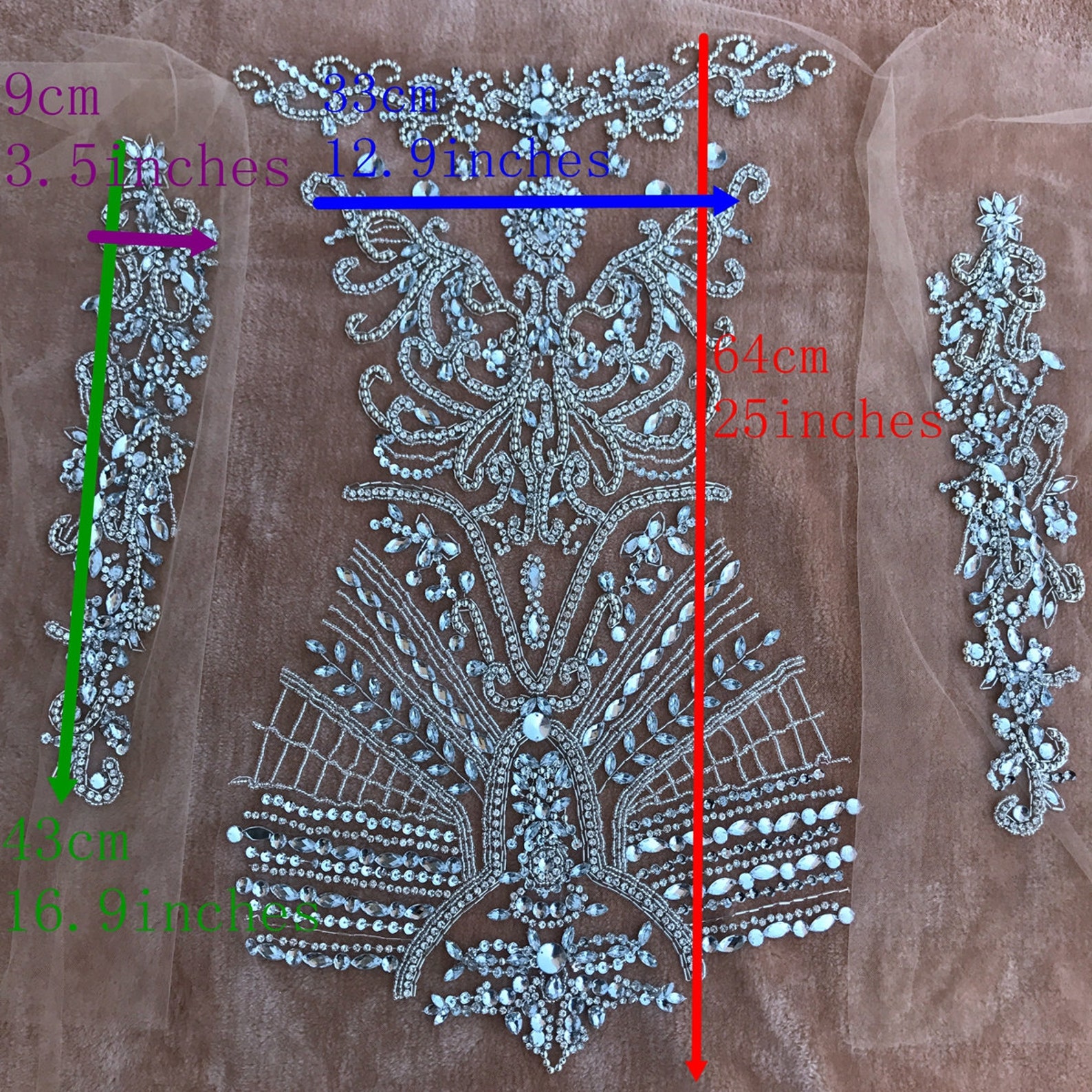 Full Body Rhinestone Applique, Prom Dress Applique, Bodice Patch ...