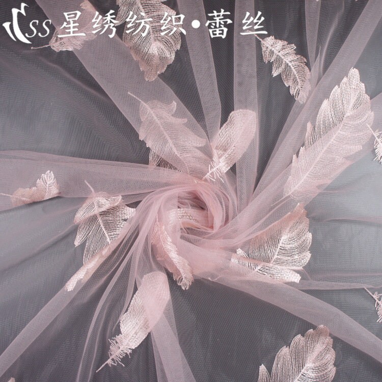 5 Colors Big Feather Lace Fabric Feather Embroidery White - Etsy