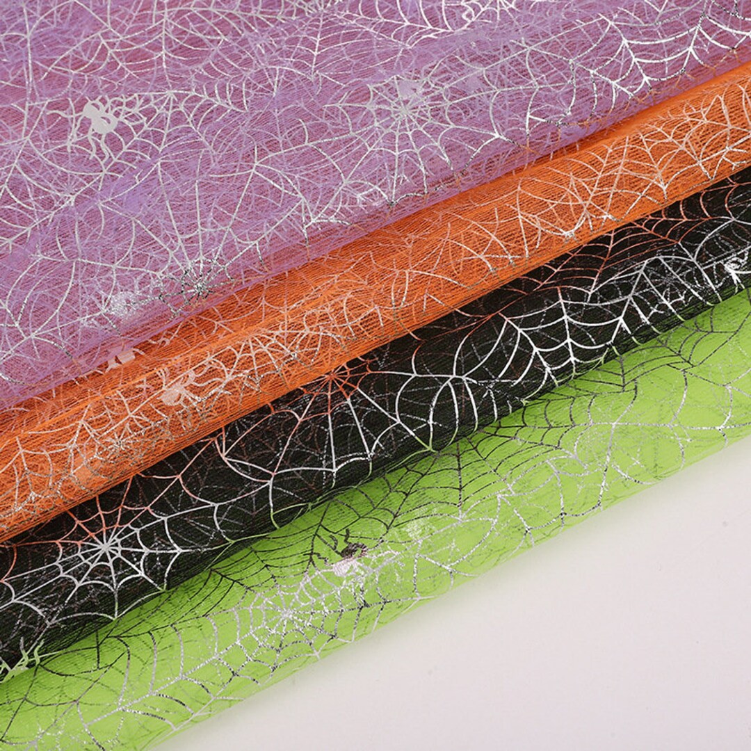 4 Colors Spider Cobweb Lace Fabric Soft Gauze Mesh Fabric for Halloween ...