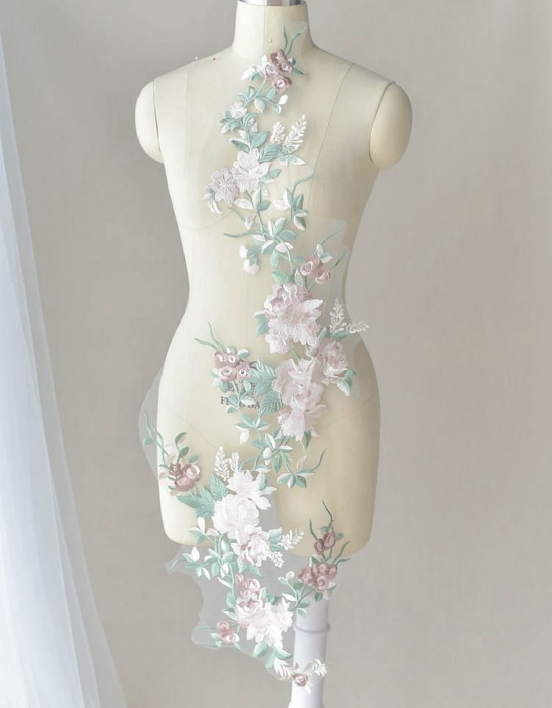 Large Floral Embroidered Appliques ,7 Colors Embroidery Motif Patch ...