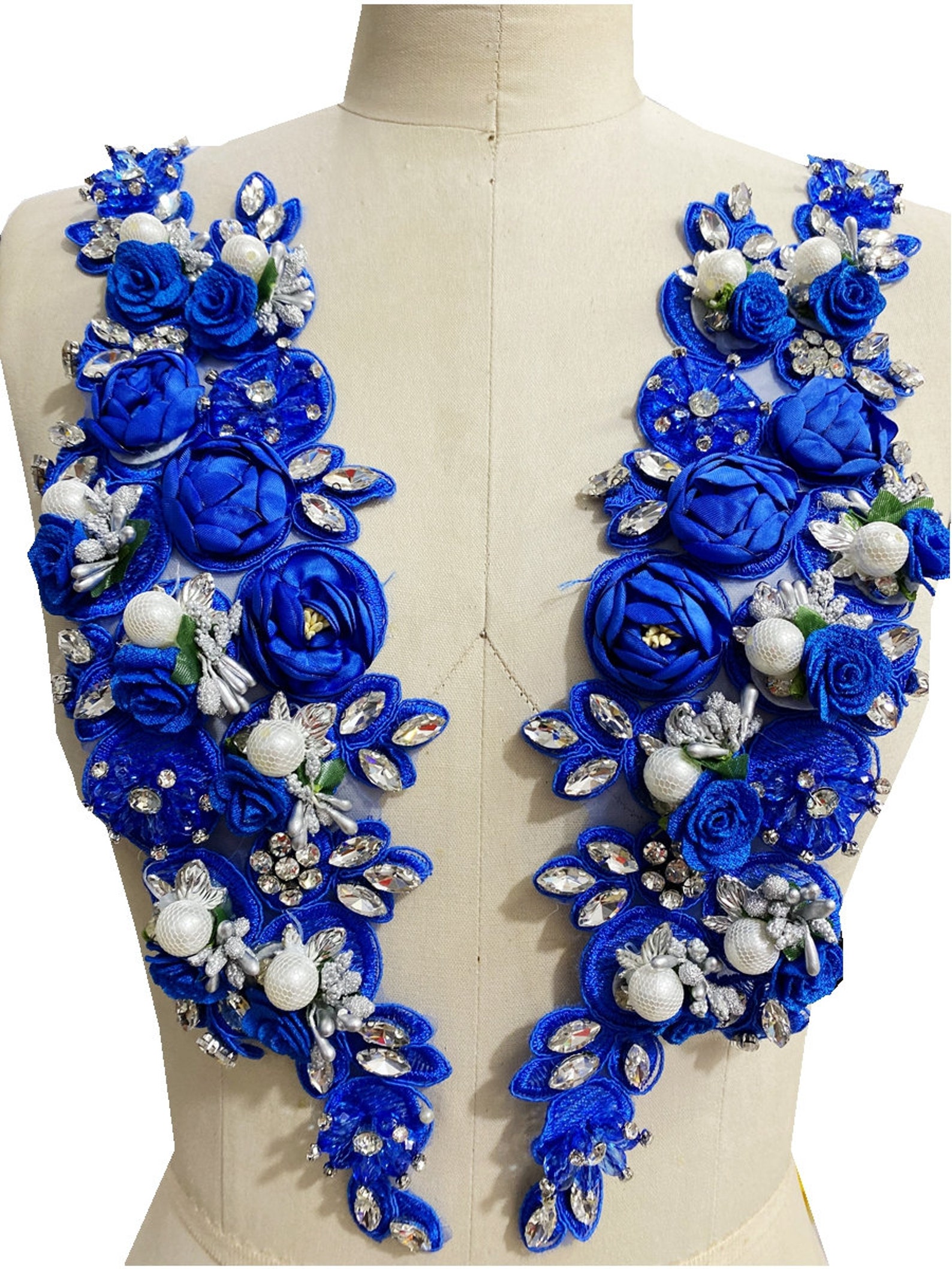 2022 New 3D Rose Lace Applique Rhinestone Pearl Beaded Flower - Etsy