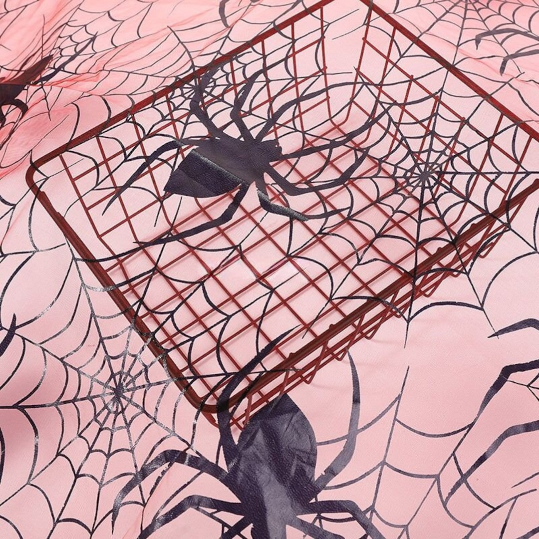 Black Spider Web Print Lace Fabric Big Spiderweb Red Soft Tulle Fabric ...
