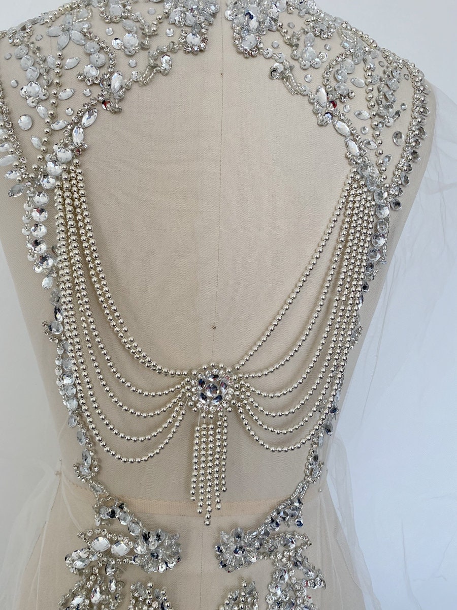 Rhinestone Applique Heavy Beaded Bodice Patch Clothing Dress - Etsy
