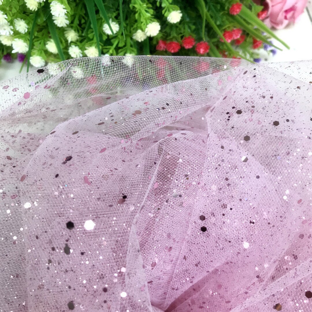 8 Colors Glitter Silver Sequin Dot Lace Fabric Sequin Polka Dot Soft ...