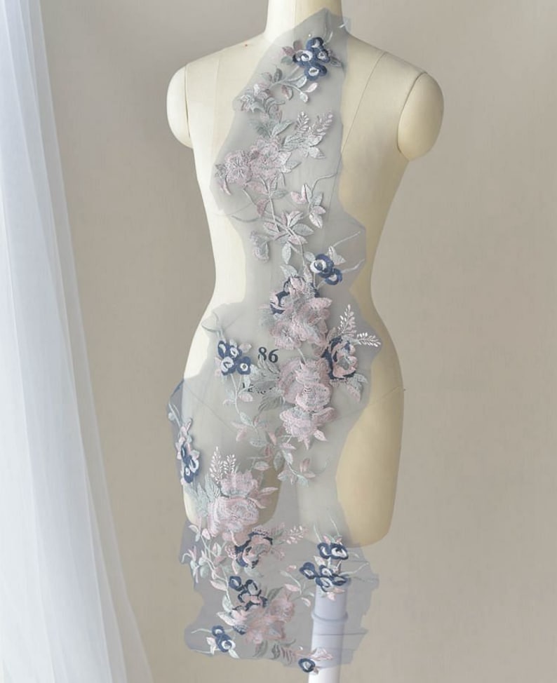 Large Floral Embroidered Appliques ,7 Colors Embroidery Motif Patch ...