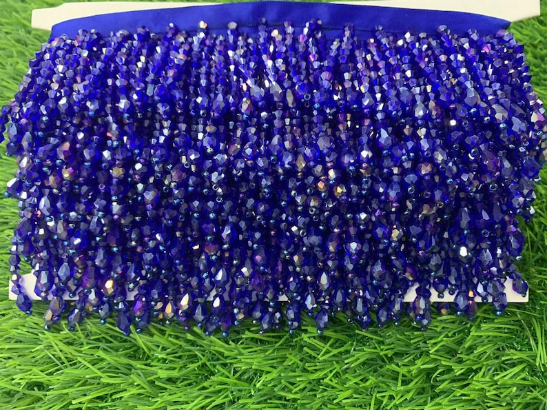 5cm Wide Dangling Crystal Beaded Fringe Trim Heavy Bead Tassel Trimming ...
