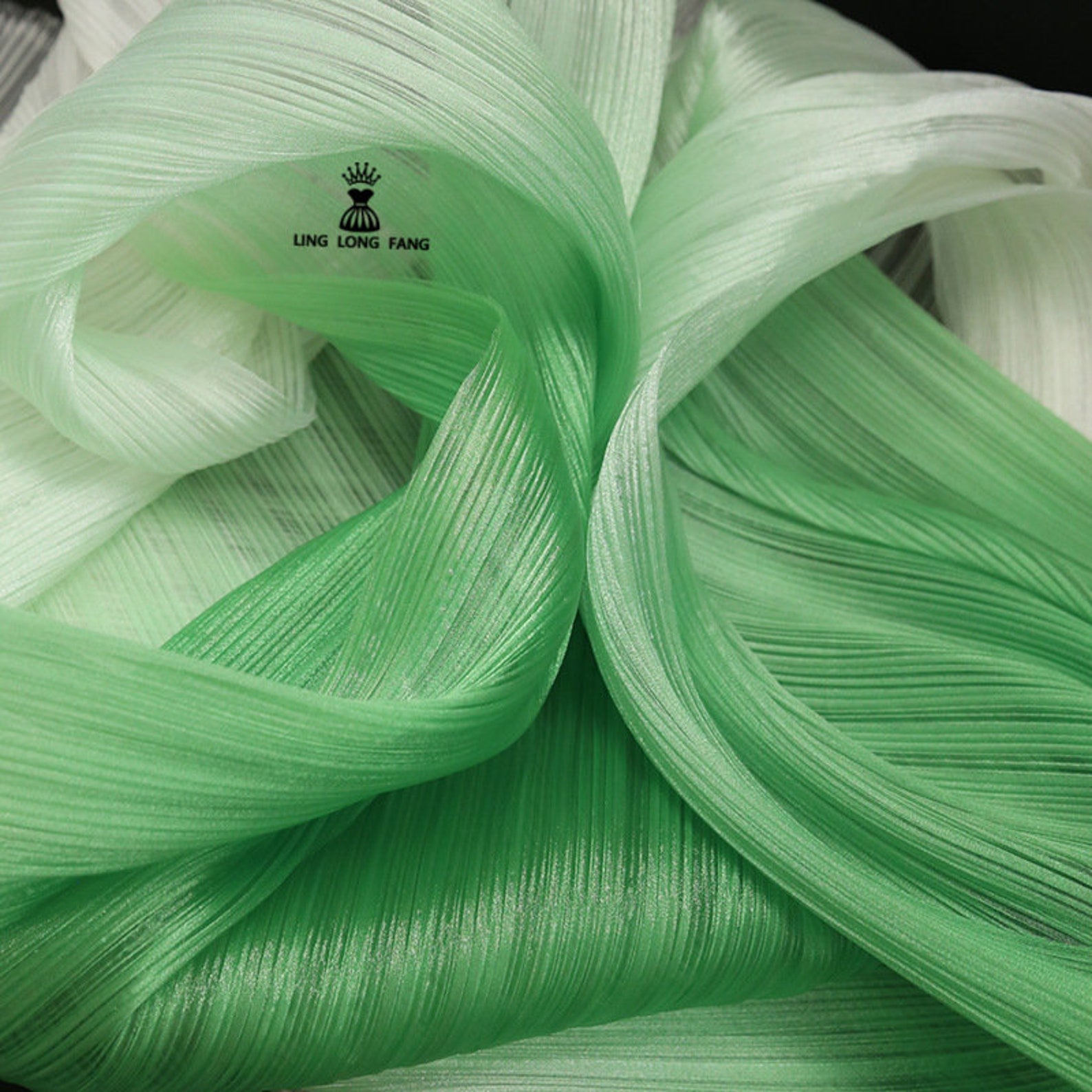 5 Colors Gradient Pleated Organza Fabric Folds Ruffle Ombre Organza ...