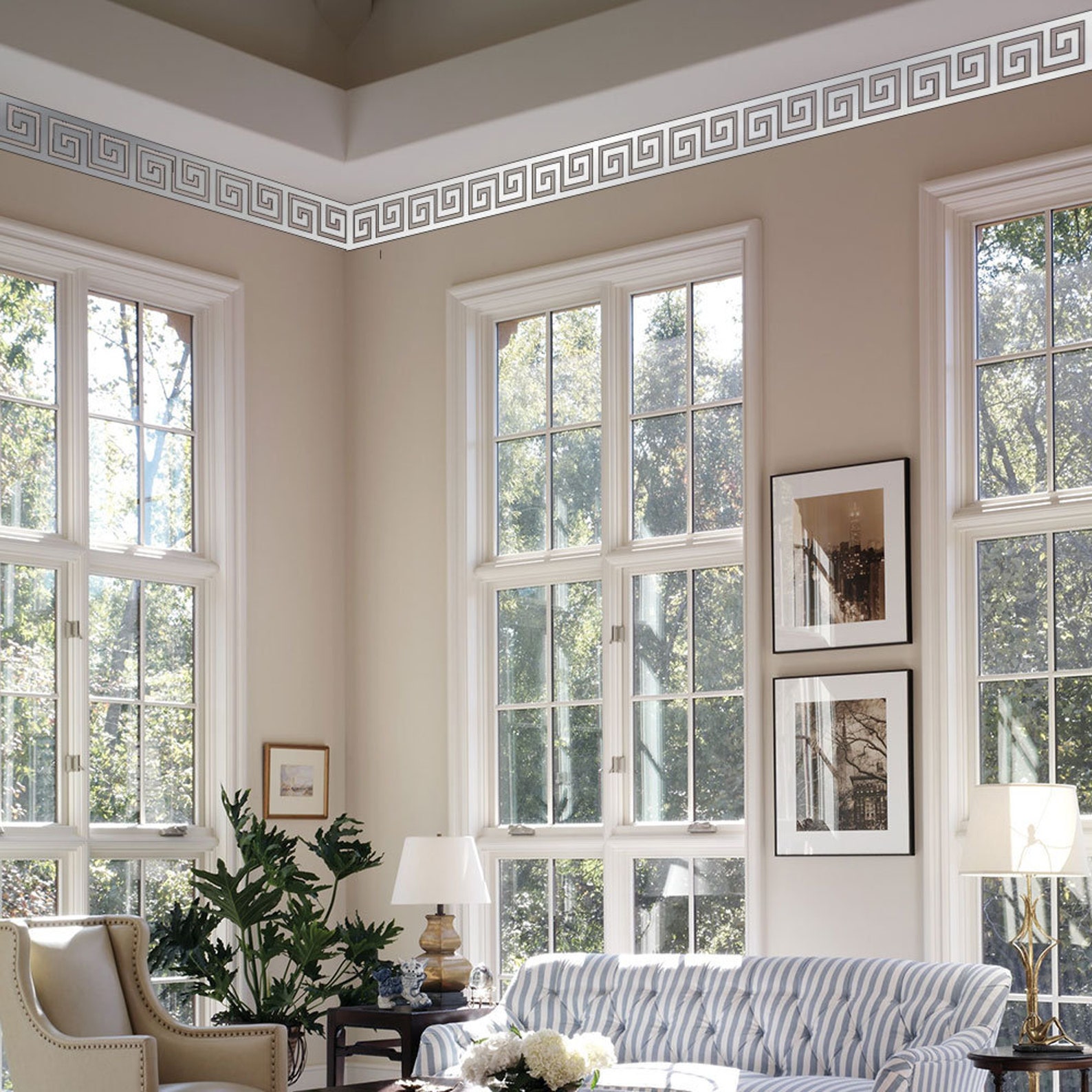 Greek Key Interior Decoration With Mirror Effect Mirror Wall - Etsy