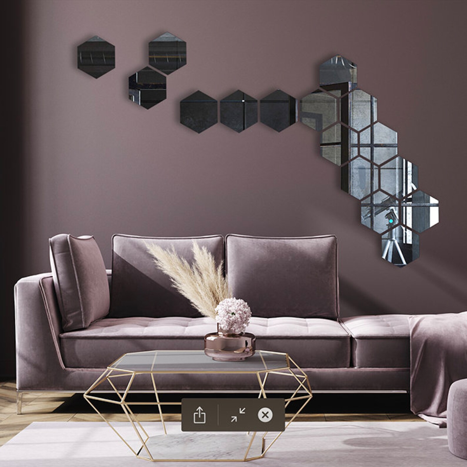 Hexagon Shape Mirror Wall Decor, 16 Pcs Mirror Wall Decal, Removable ...