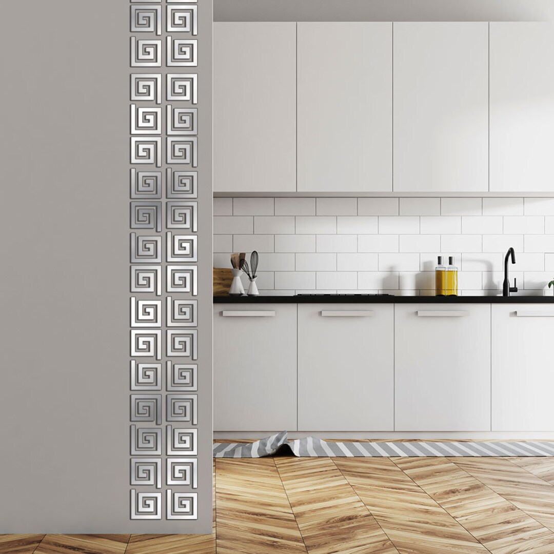 Greek Key Interior Decoration With Mirror Effect Mirror Wall - Etsy