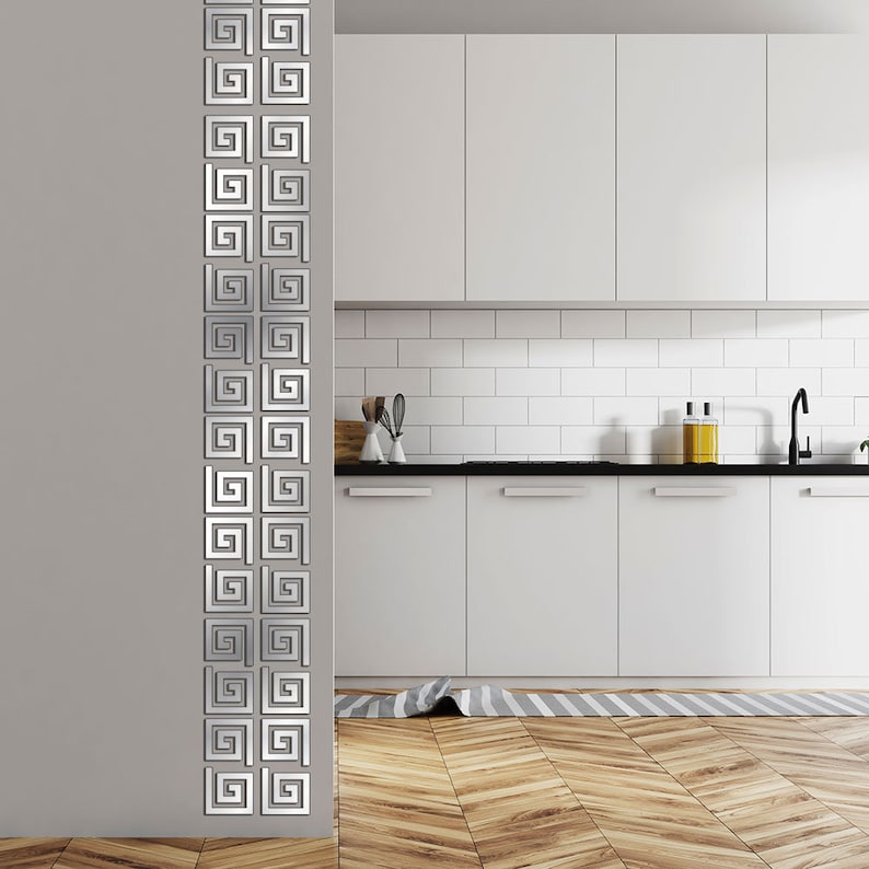Greek Key Interior Decoration With Mirror Effect Mirror Wall - Etsy