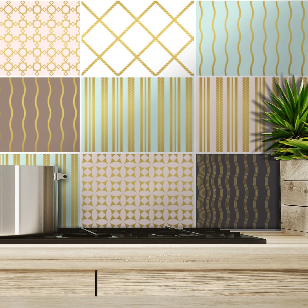 Rectangular Modern Tile Stickers Kitchen and Bathroom Vinyl Stickers ...