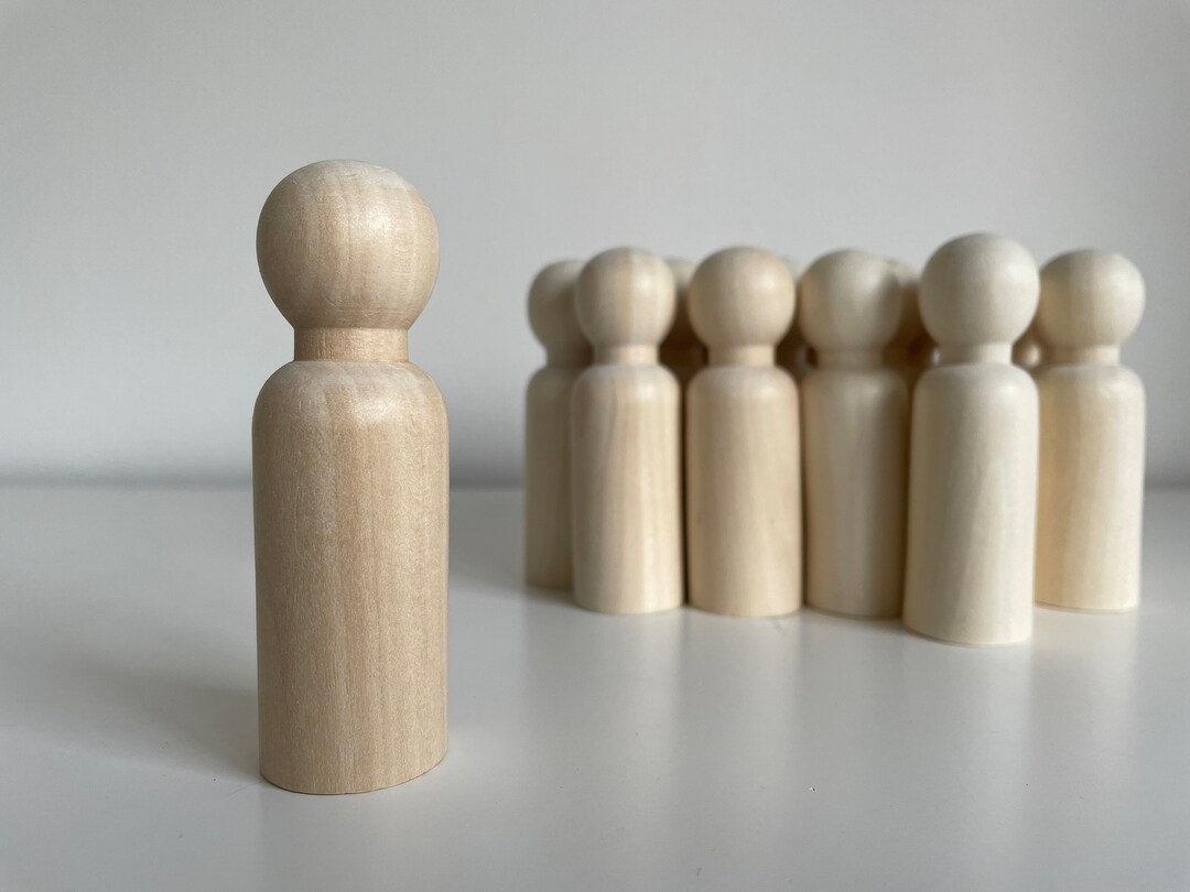 Wooden Man Peg Dolls 9cm | 90mm Solid Wood Doll Crafts Unfinished ...