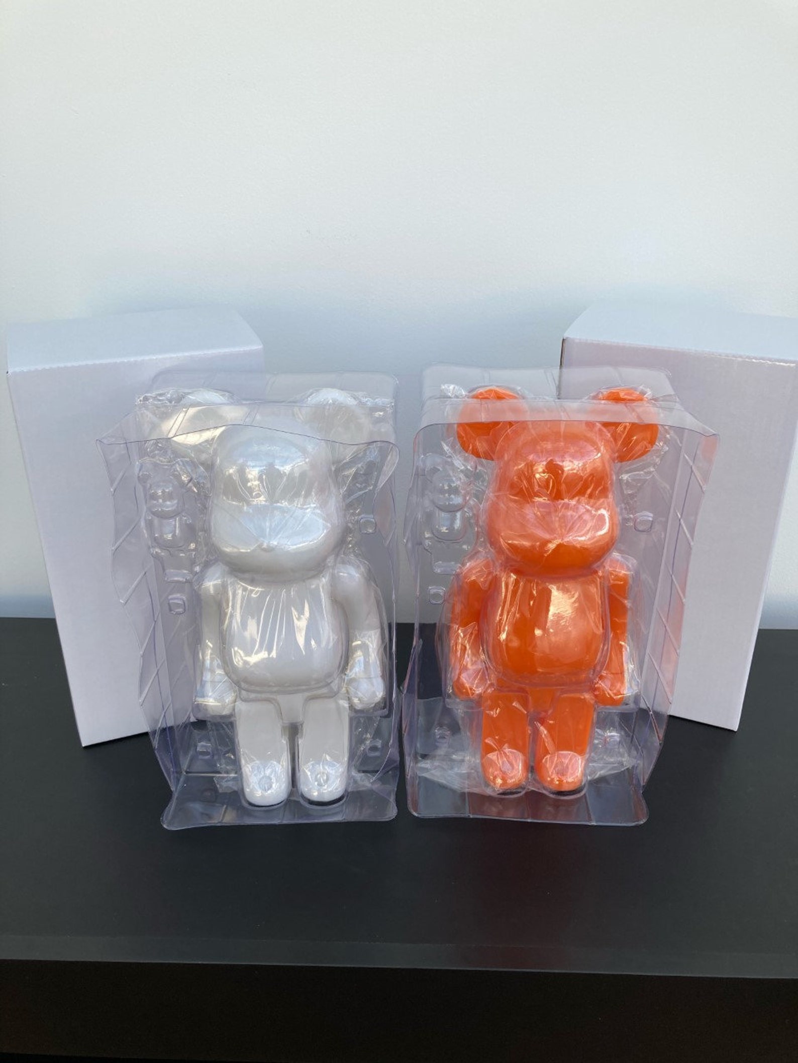 2 bearbrick 400% 28CM 1 WHITE & 1 ORANGE / Action Figure | Etsy