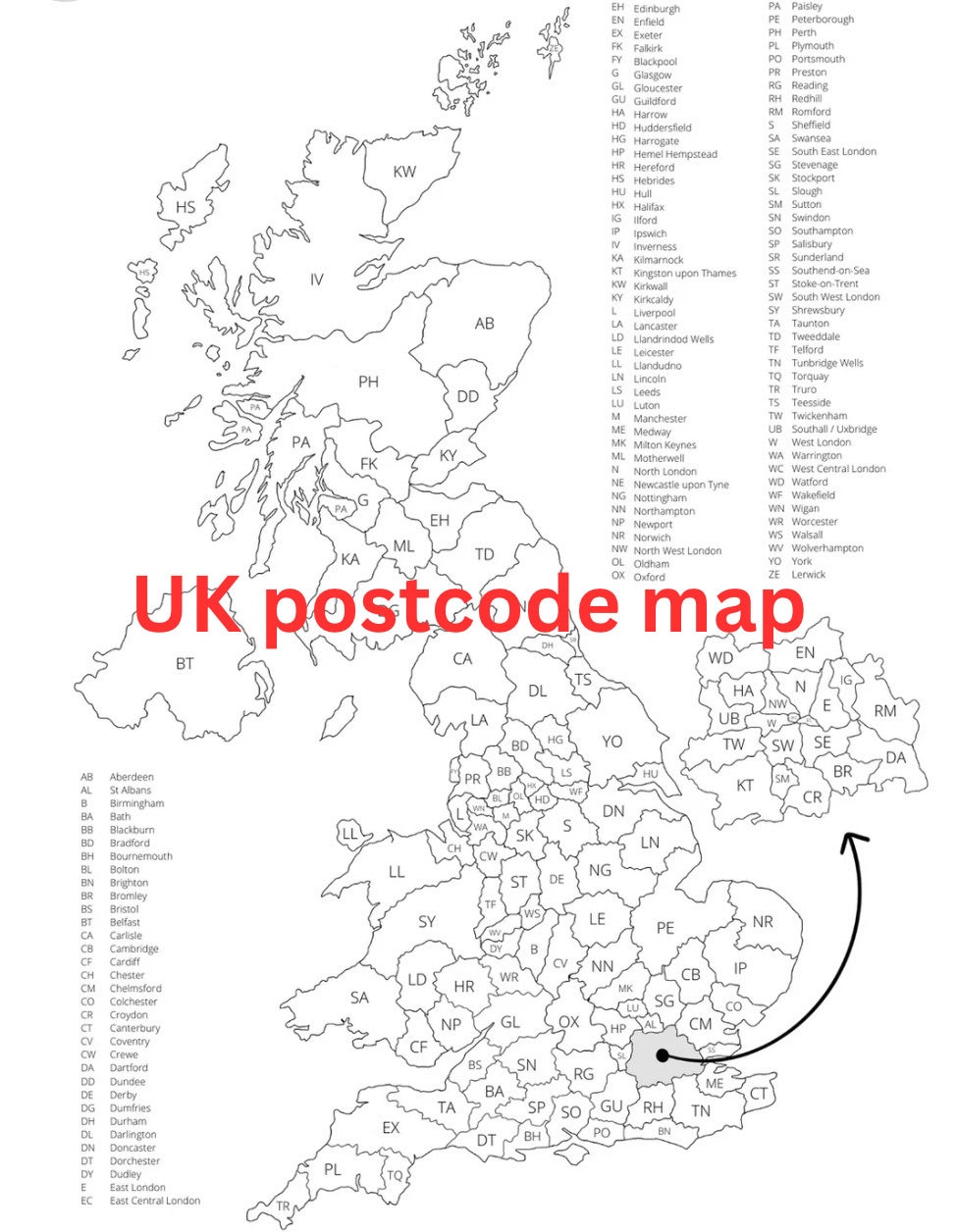 UK Postcode Map Sales Map UK PDF - Etsy UK