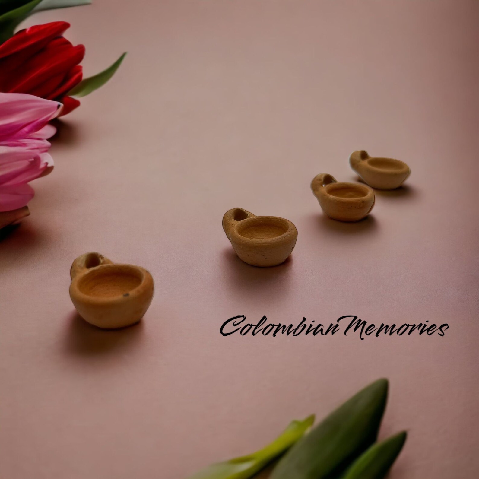 Clay Miniature Dolls House Set of 4 Pieces Tiny Cooking Set Clay Pots ...