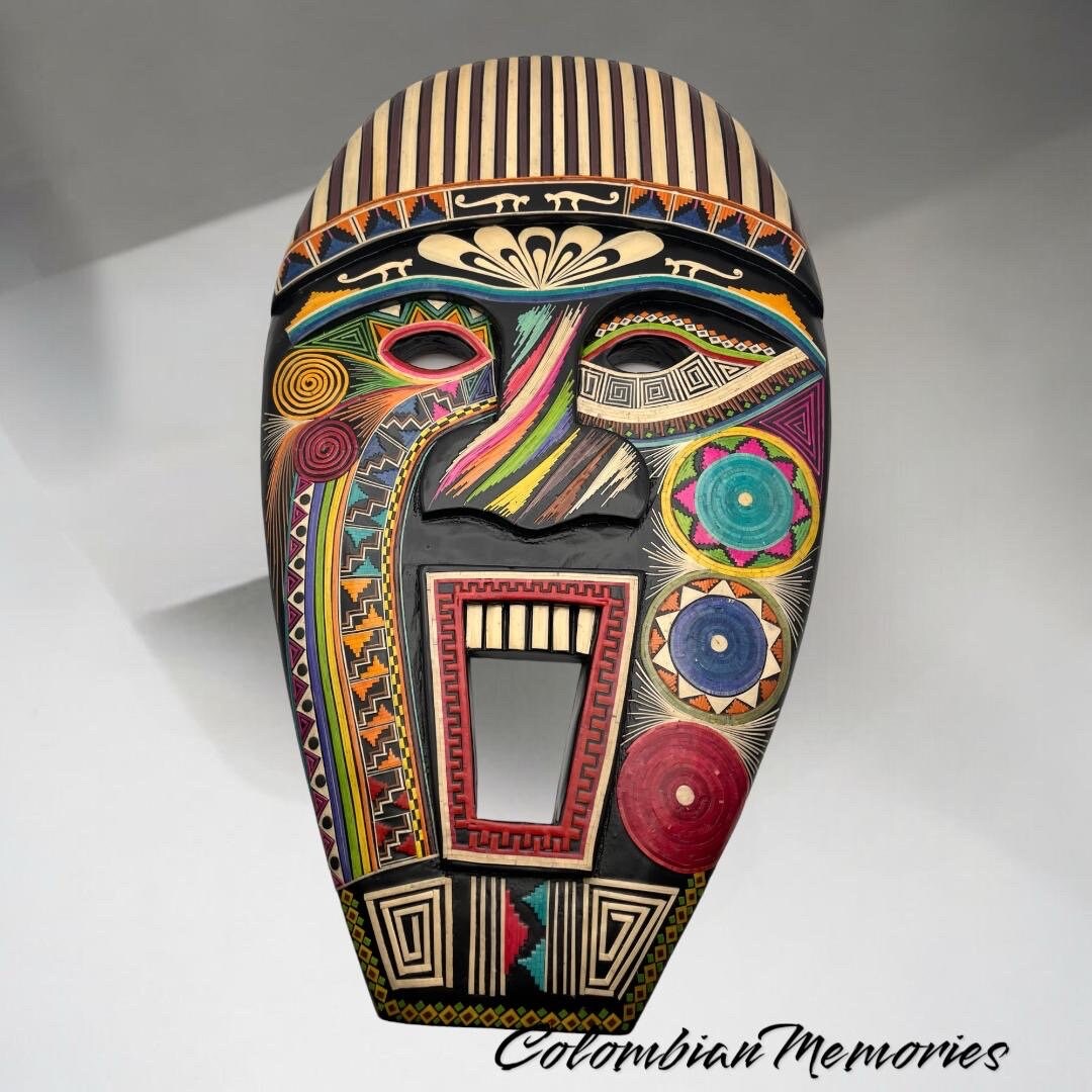 Handcrafted Tamo Enchapado Wooden Mask - Authentic Colombian Art ...