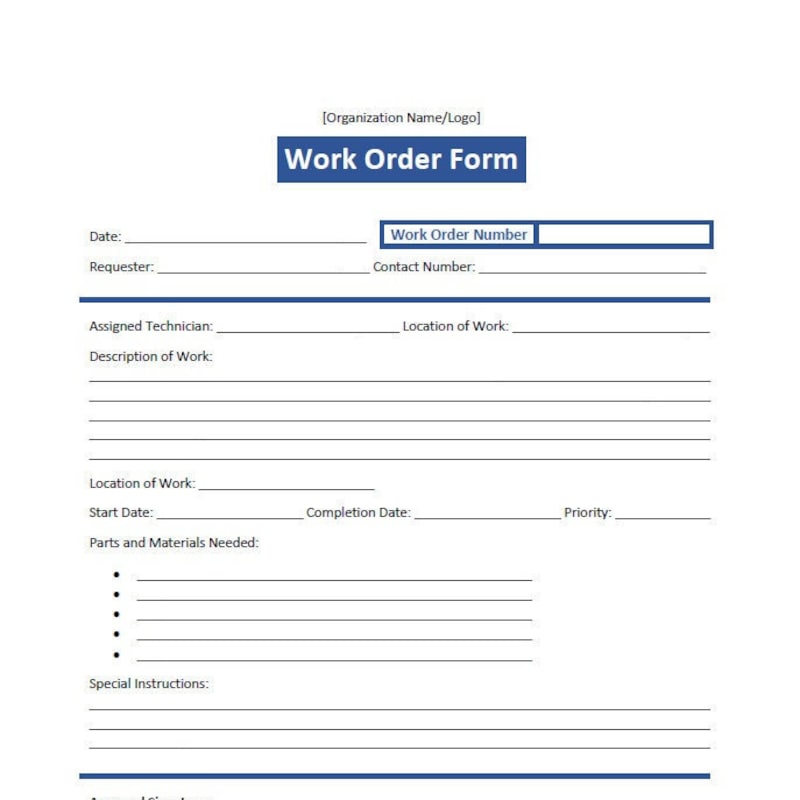 Work Order Form - Etsy
