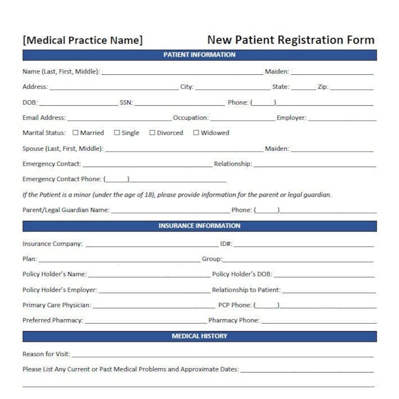 New Patient Intake Form - Etsy
