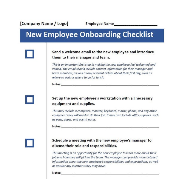 Employee Onboarding Checklist Printable - Etsy