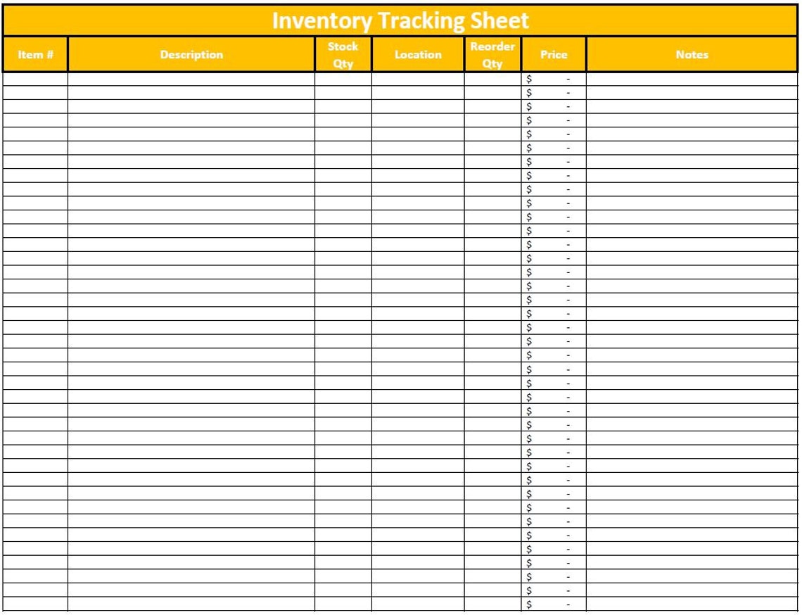 Inventory Tracking Sheet Templates - 7 Colors (excel, Editable ...
