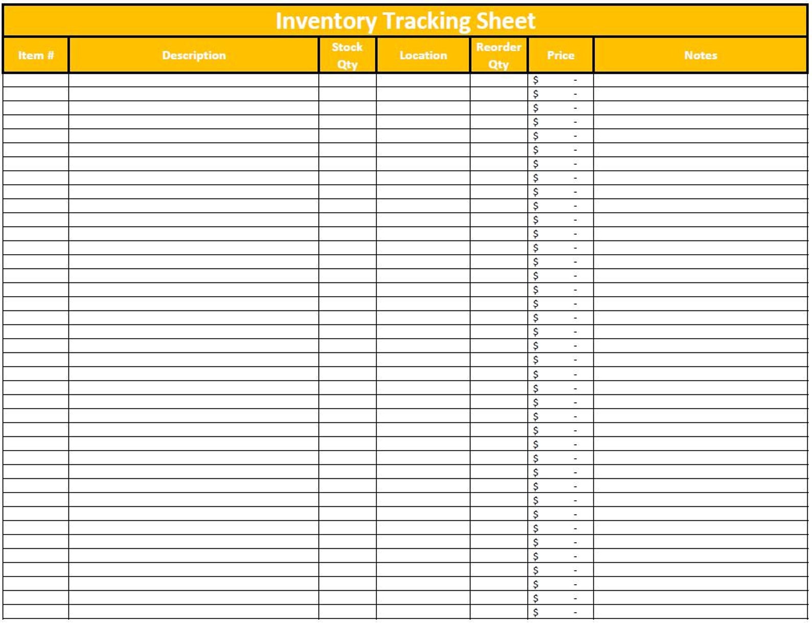 Inventory Tracking Sheet Templates - 7 Colors (excel, Editable ...