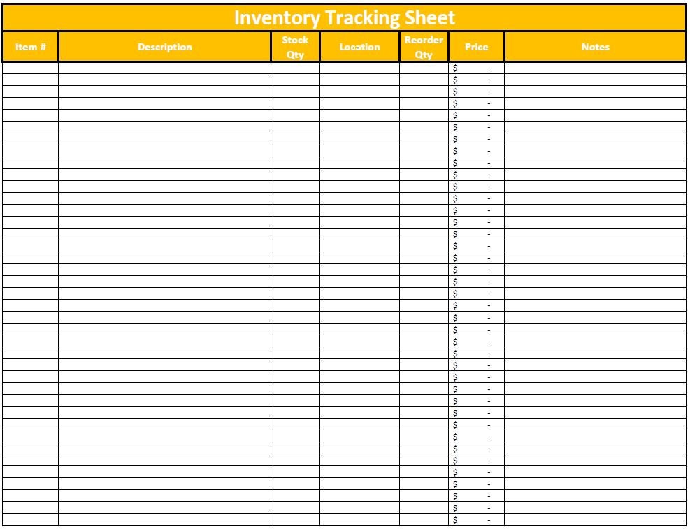 Inventory Tracking Sheet Templates - 7 Colors (excel, Editable ...