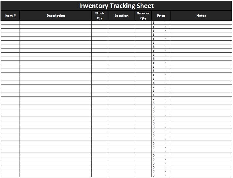 Inventory Tracking Sheet Templates - 7 Colors (excel, Editable ...
