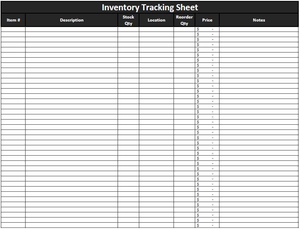 Inventory Tracking Sheet Templates - 7 Colors (excel, Editable ...