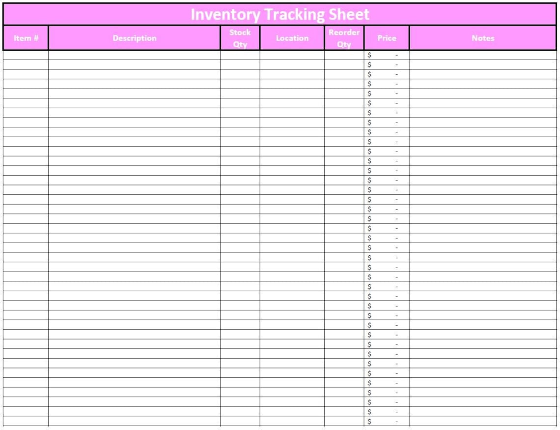 Inventory Tracking Sheet Templates - 7 Colors (excel, Editable ...