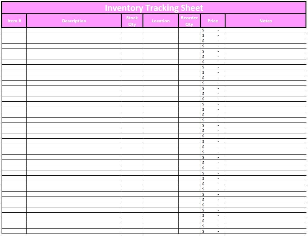 Inventory Tracking Sheet Templates - 7 Colors (excel, Editable ...