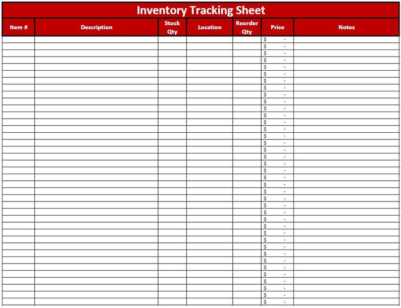 Inventory Tracking Sheet Templates - 7 Colors (excel, Editable ...