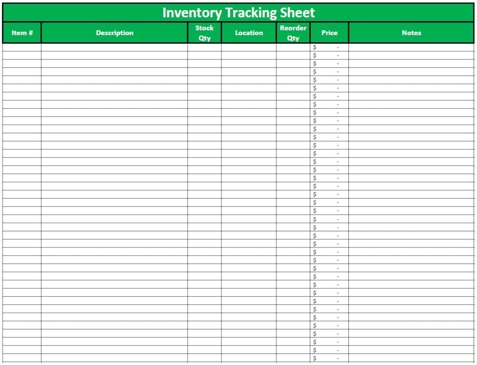 Inventory Tracking Sheet Templates - 7 Colors (excel, Editable ...