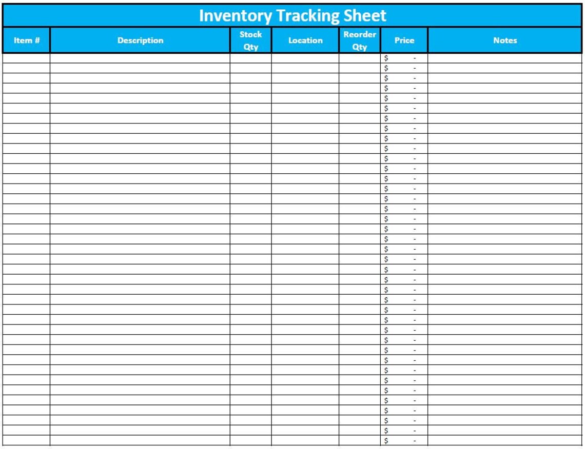 Inventory Tracking Sheet Templates - 7 Colors (excel, Editable ...