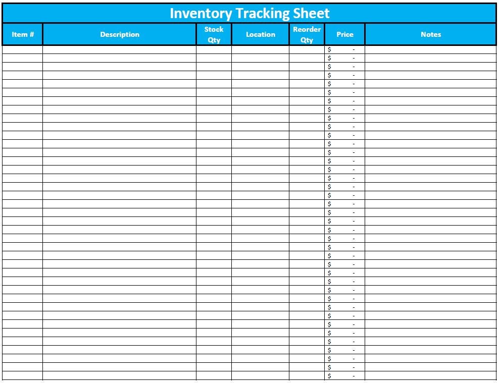 Inventory Tracking Sheet Templates - 7 Colors (excel, Editable ...
