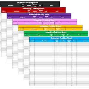 Inventory Tracking Sheet Templates - 7 Colors (excel, Editable ...