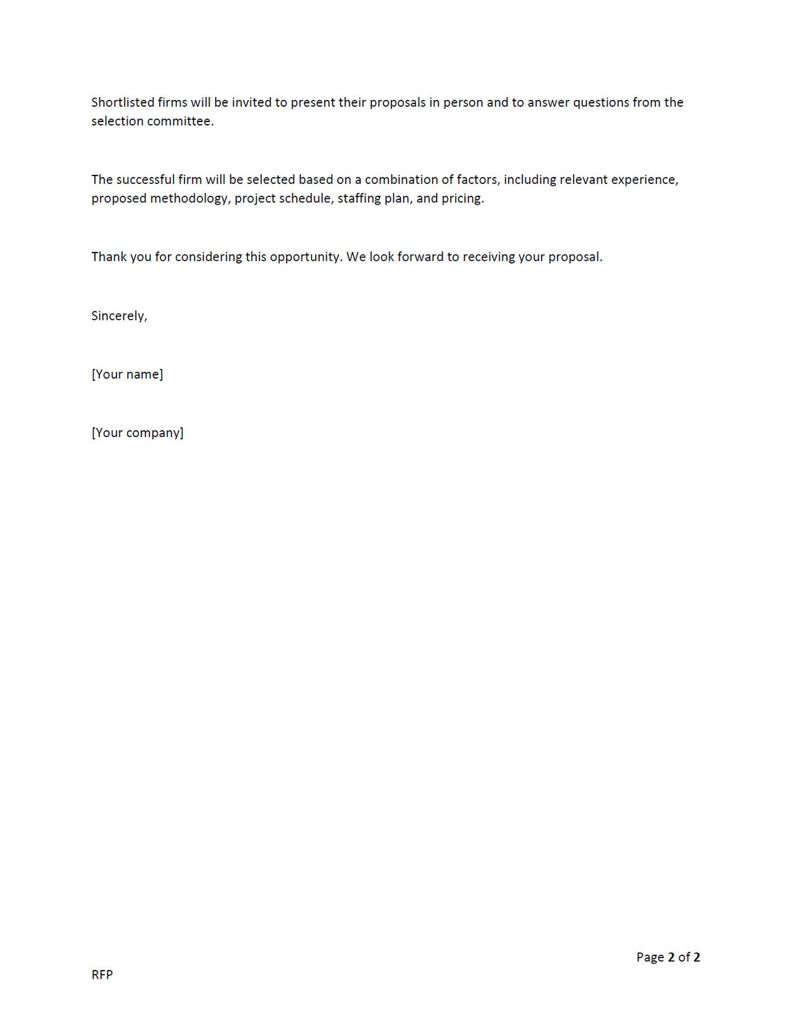 RFP - Request for Proposal Document Template (word, Editable, Printable ...