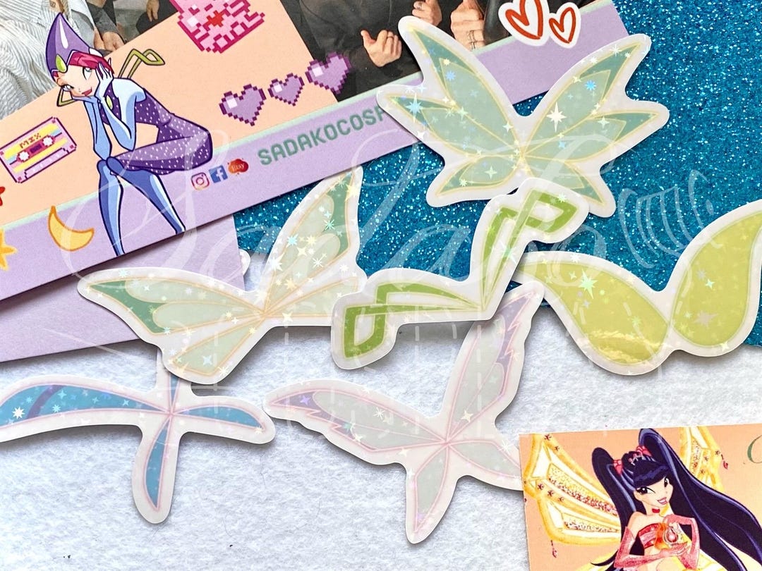 Winx Club Fairy Wings Magic Winx Glitter Stickers, Waterproof Vinyl ...
