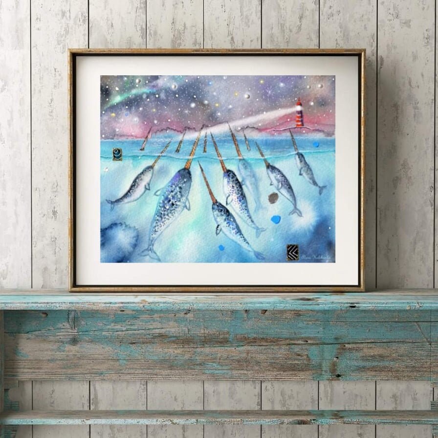 Narvalo Sea Art Unicorn Wall Art Narwhal Decor Ocean Print Sea ...